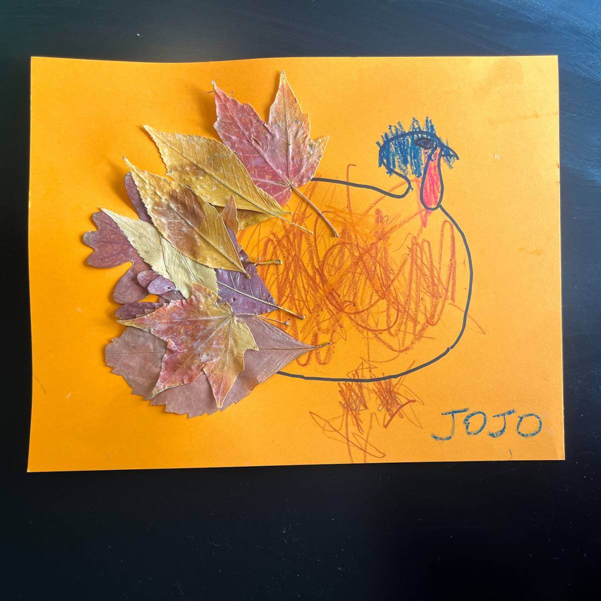 Easy Thanksgiving Turkey Craft for Kids with Fall Leaves